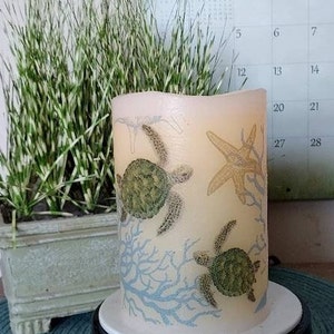 SEA TURTLE FLAMELESS Candle W/timer, Flameless Turtle Candle, Turtle ...