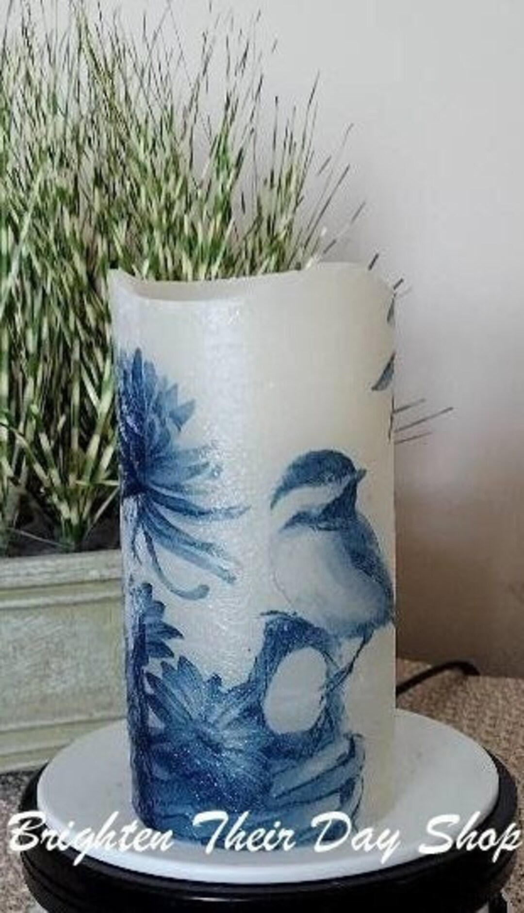 BIRD/FLOWER Flameless Candle W/timer, Bird Flameless Candle, Floral ...