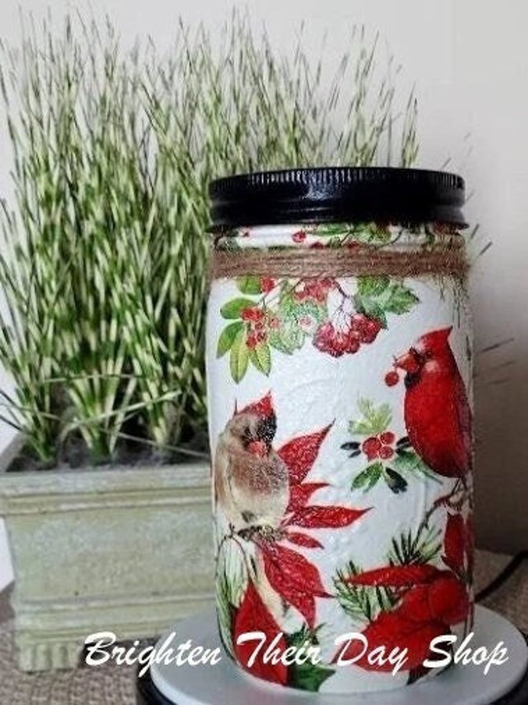CARDINAL Mason Jar Canister Cardinal Canister Cardinal - Etsy