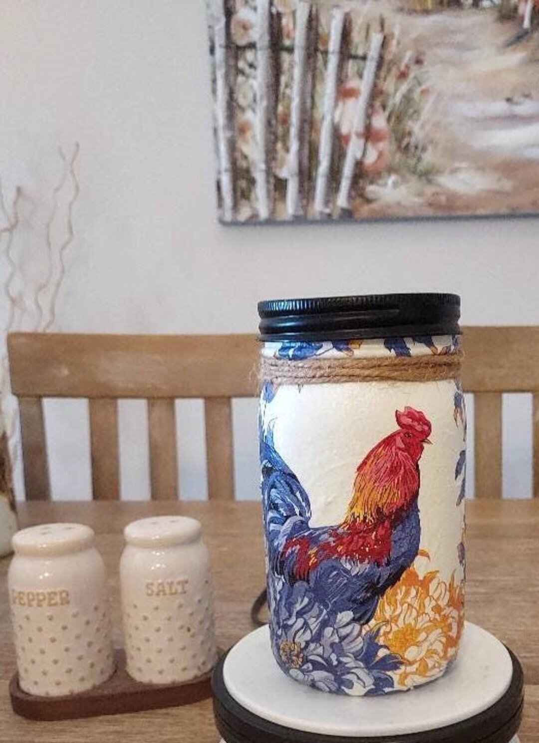 ROOSTER CANISTER Rooster Mason Jar Canister Rooster Lover - Etsy