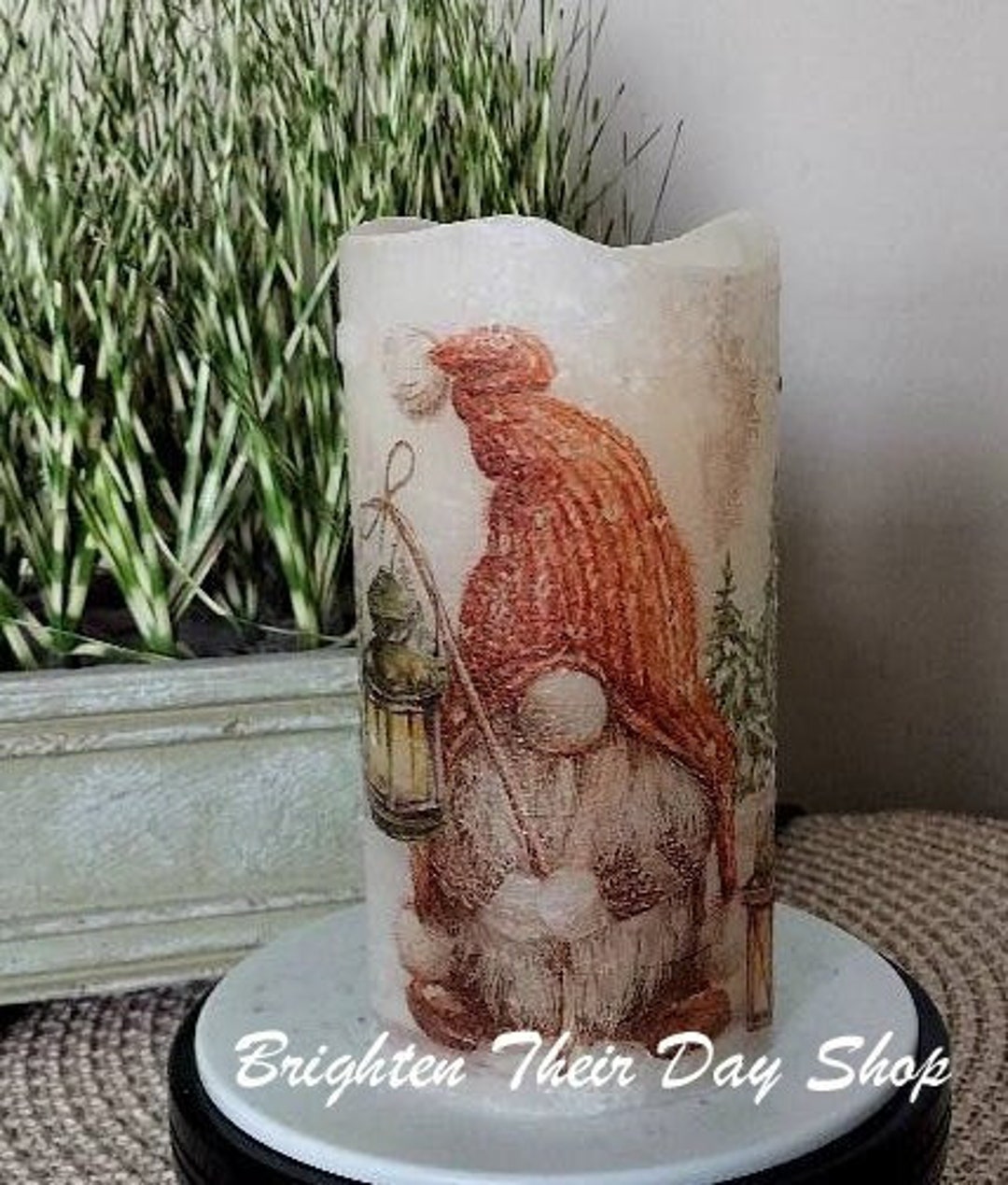 GNOME FLAMELESS CANDLE W/timer, Gnome Flameless Candle, Gnome Candle ...