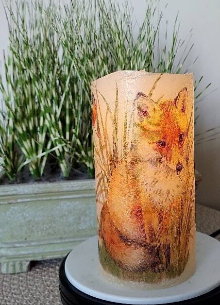 FOX Flameless Candle W/timer Fox Flameless Candle Fox - Etsy