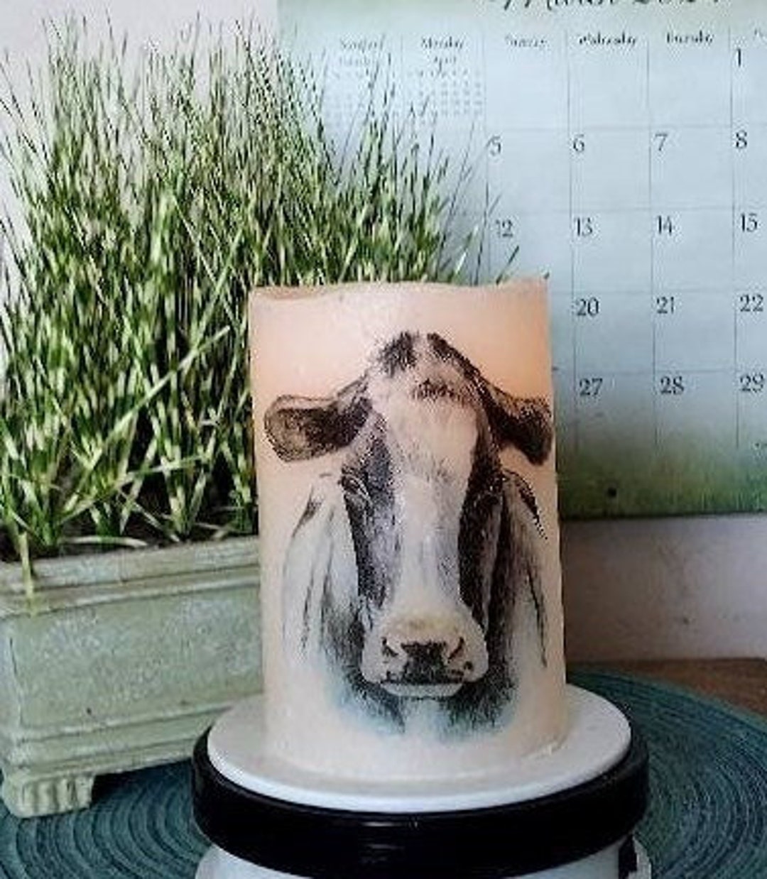 COW Flameless Candle W/timer, Highland Cow Candle, Cow Candle, Cow ...