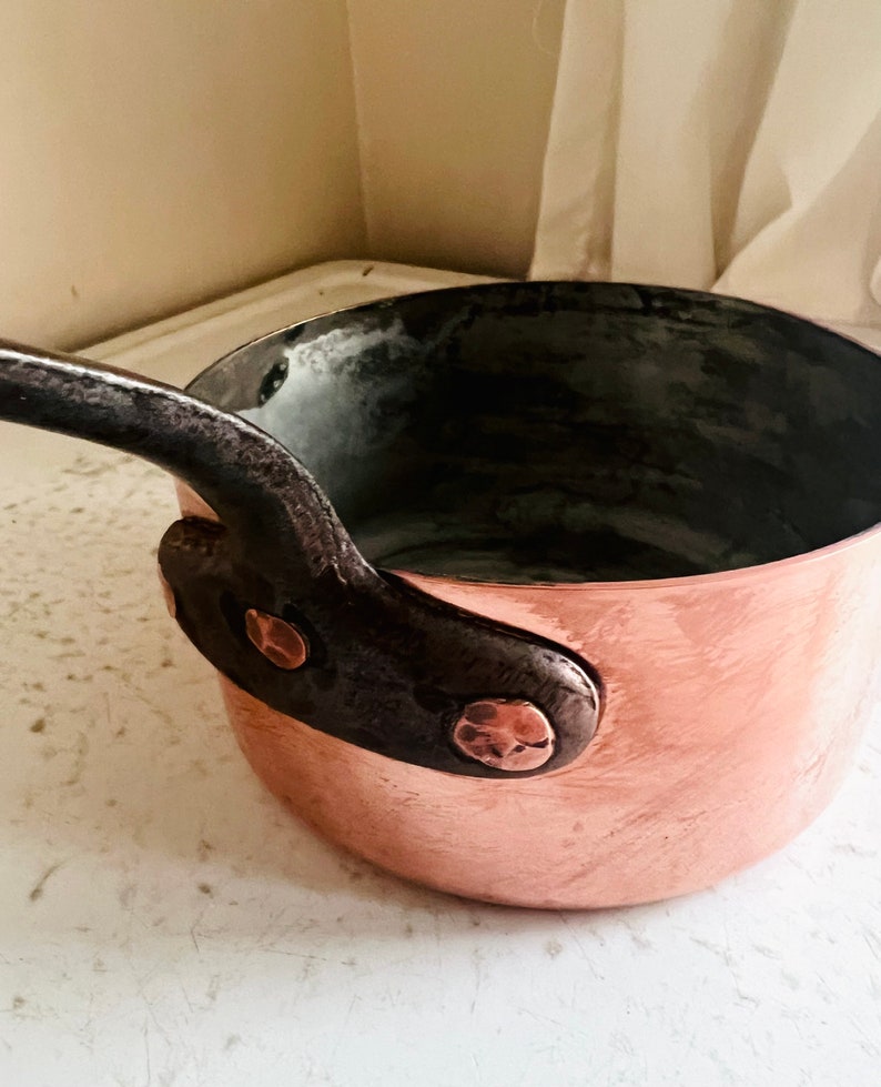French Copper Pot W/ Cast Iron Handle Hammered Copper - Etsy