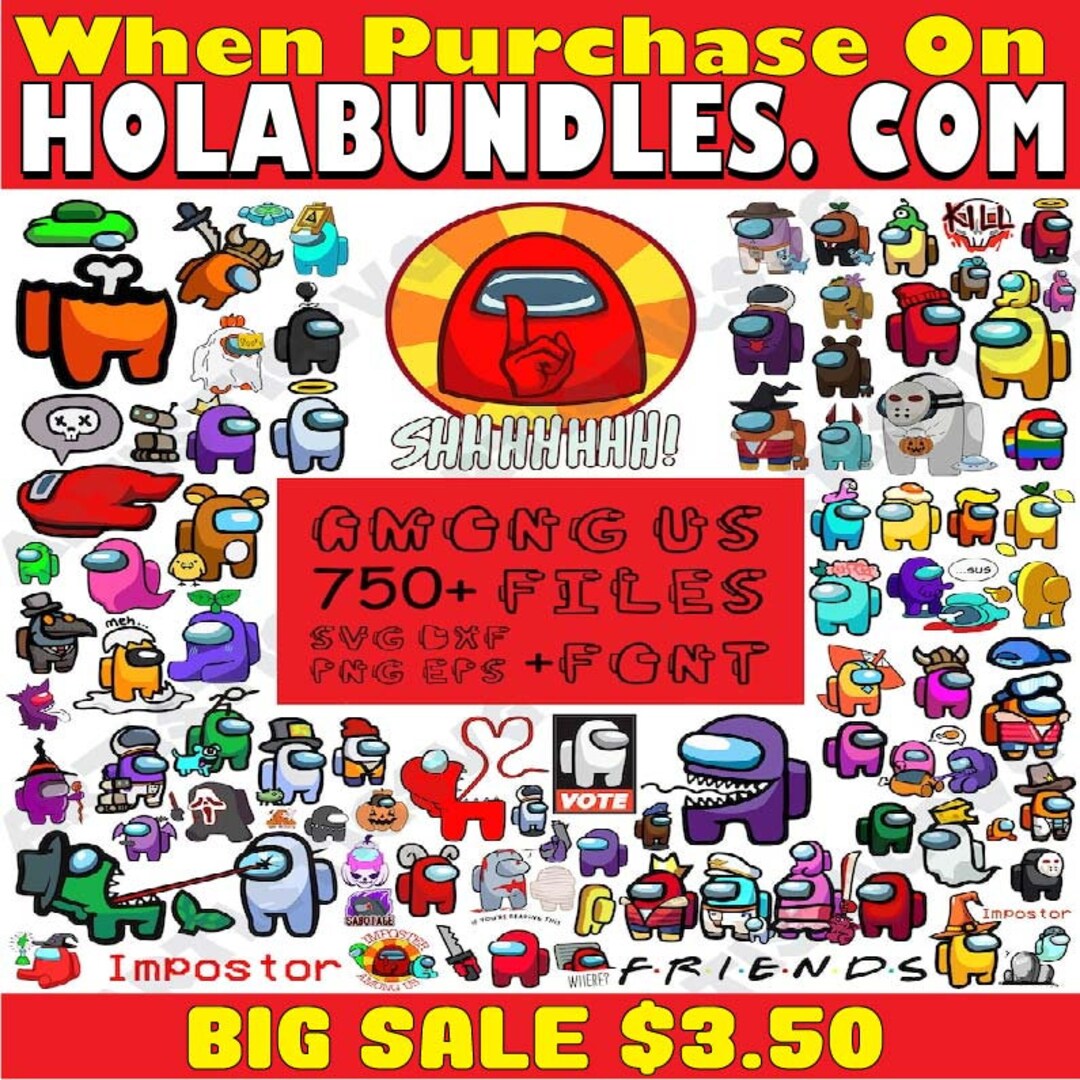 Among Us Svg Bundle Layered Items, Clipart, Game Impasta Characters ...