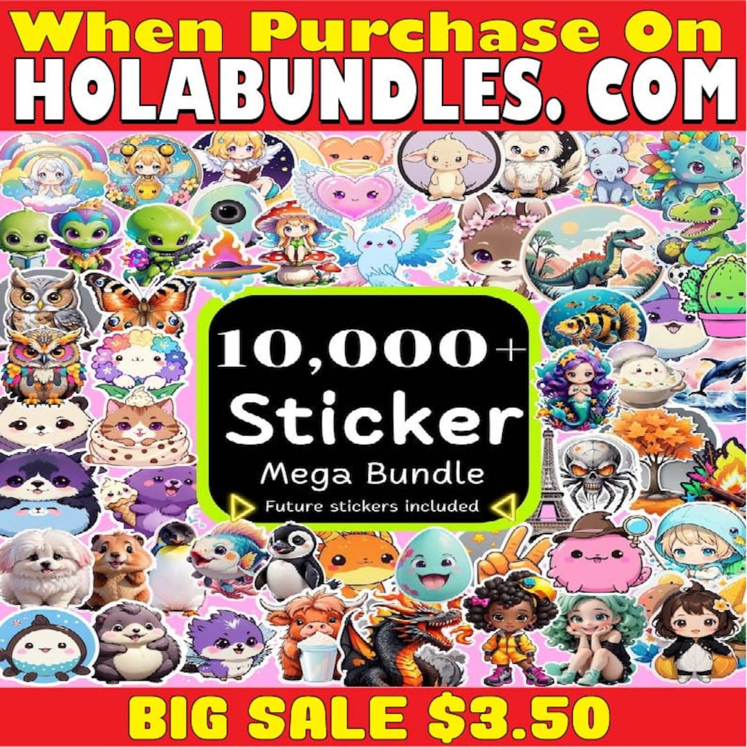 10,000 Sticker Mega Bundle, Digital Sticker Pack, Sticker Bundle ...