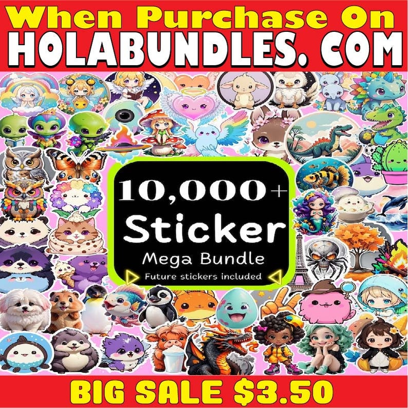 10,000 Sticker Mega Bundle, Digital Sticker Pack, Sticker Bundle ...