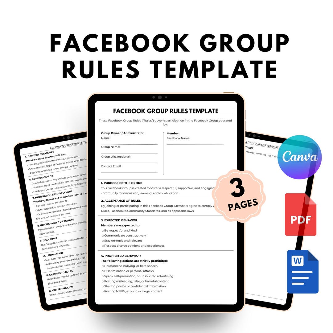 Editable Facebook Group Rules Template | Facebook Community Guidelines ...