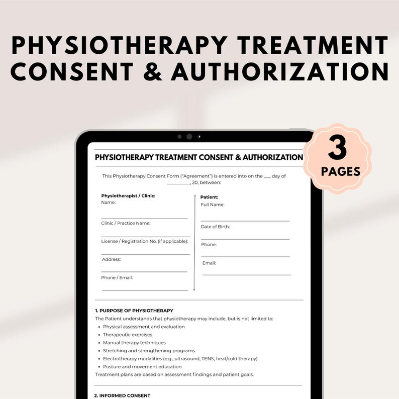 Editable Physiotherapy Treatment Consent & Authorization – Physical ...