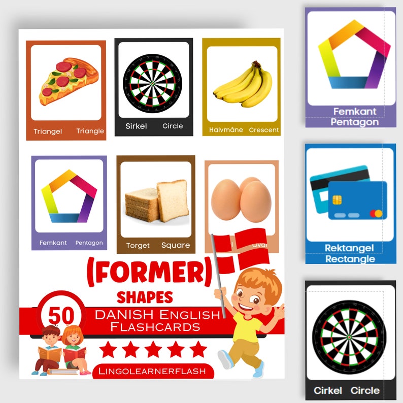 Danish Bilingual Flashcards: Dive Into Danish Alphabet, Numbers, Shapes ...