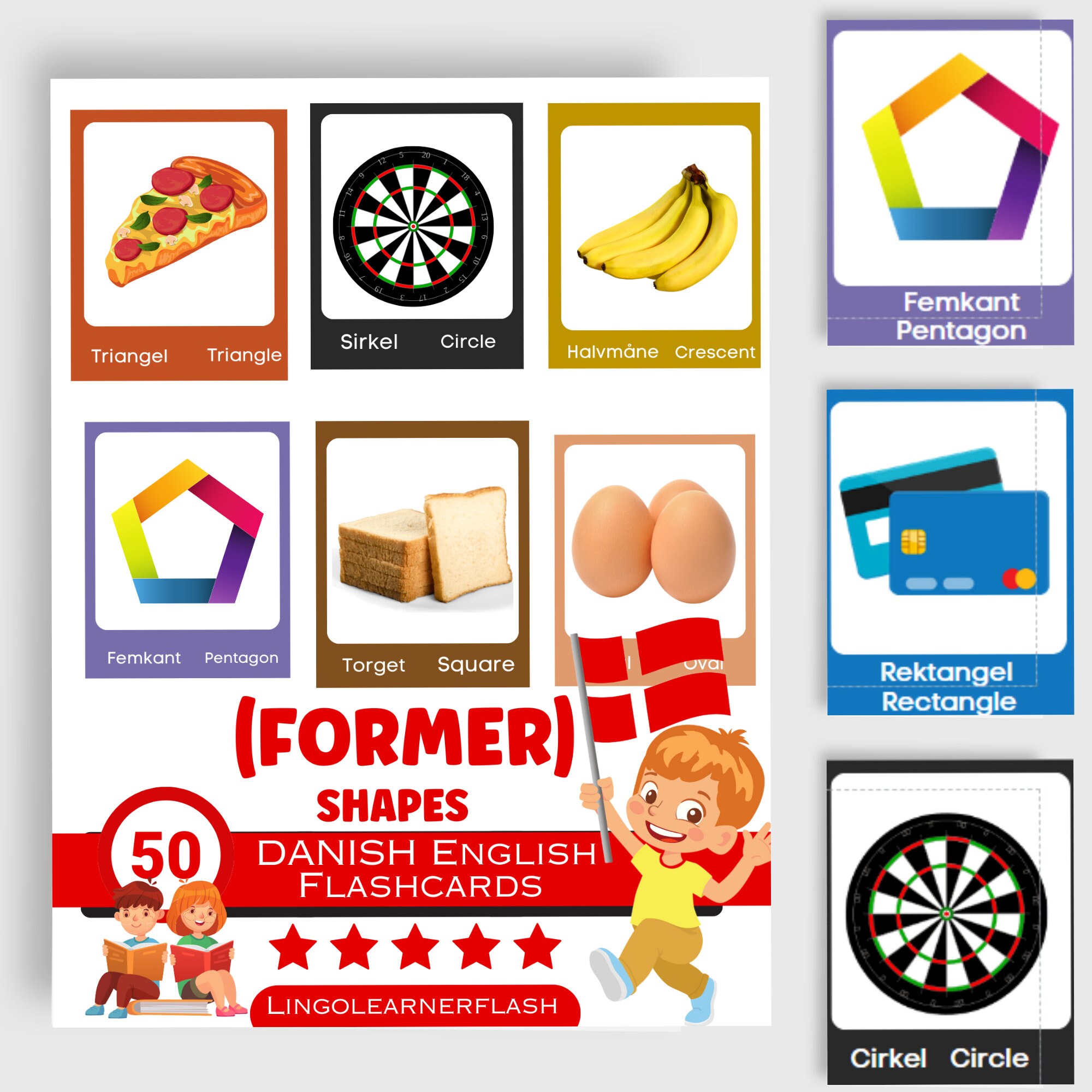 Danish Bilingual Flashcards: Dive Into Danish Alphabet, Numbers, Shapes ...