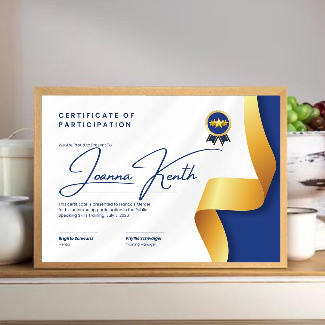 Editable Certificate of Participation Template, Printable Award ...