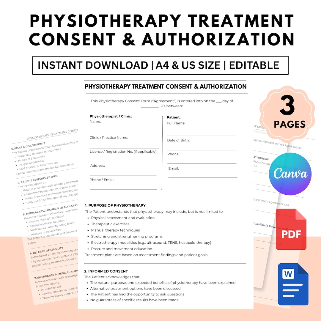Editable Physiotherapy Treatment Consent & Authorization – Physical ...