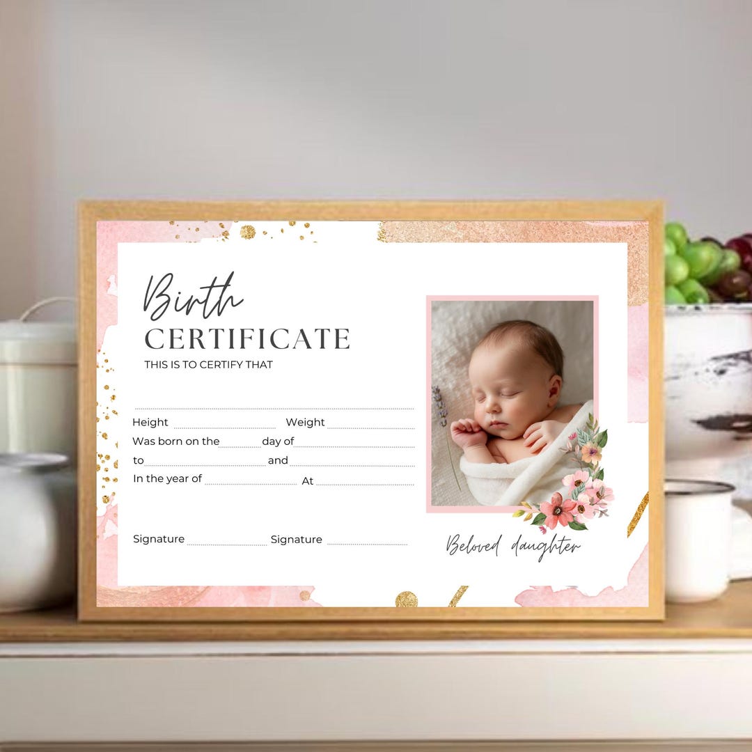 Editable Birth Certificate Template | Printable Baby Birth Record ...