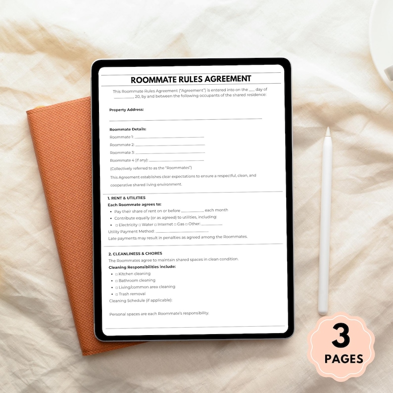 Editable Roommate Rules Agreement – Roommate House Rules Contract ...
