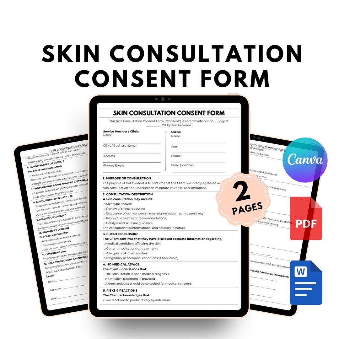 Editable Skin Consultation Consent Form – Skincare Client Waiver PDF ...
