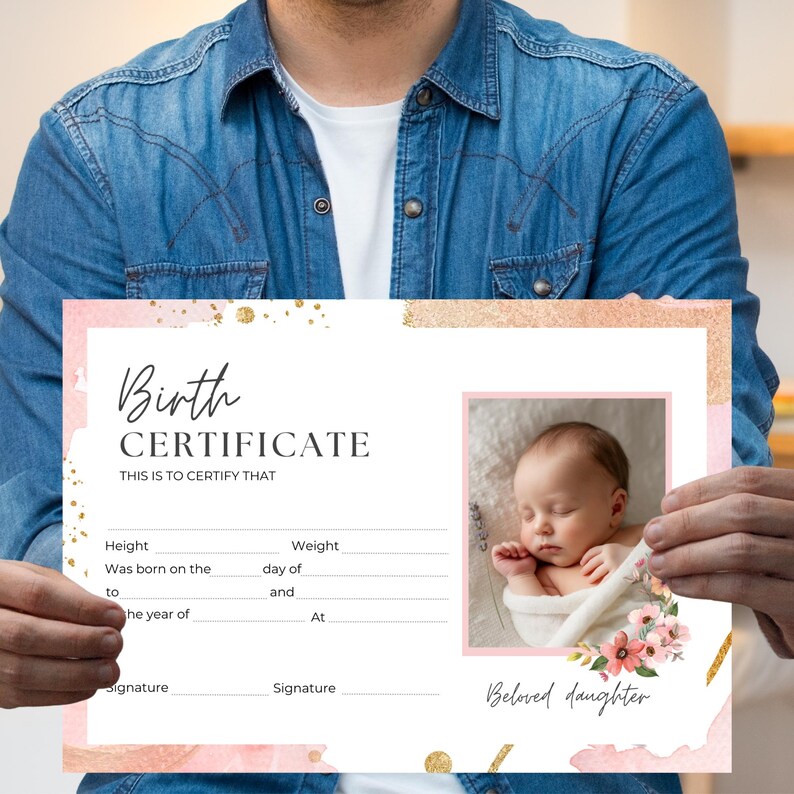 Editable Birth Certificate Template | Printable Baby Birth Record ...