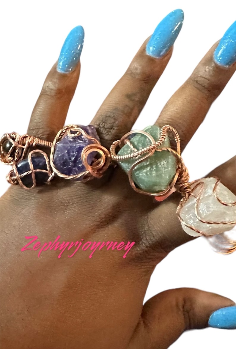 Artisan Crafted Copper Wire Wrapped Gemstone Rings - Etsy