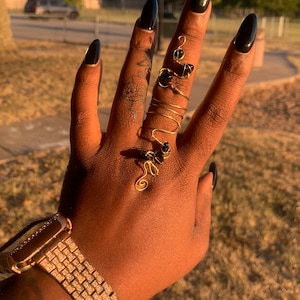 Gold Tone Artisan Crafted Copper Wire-wrapped Full-finger Ring With ...