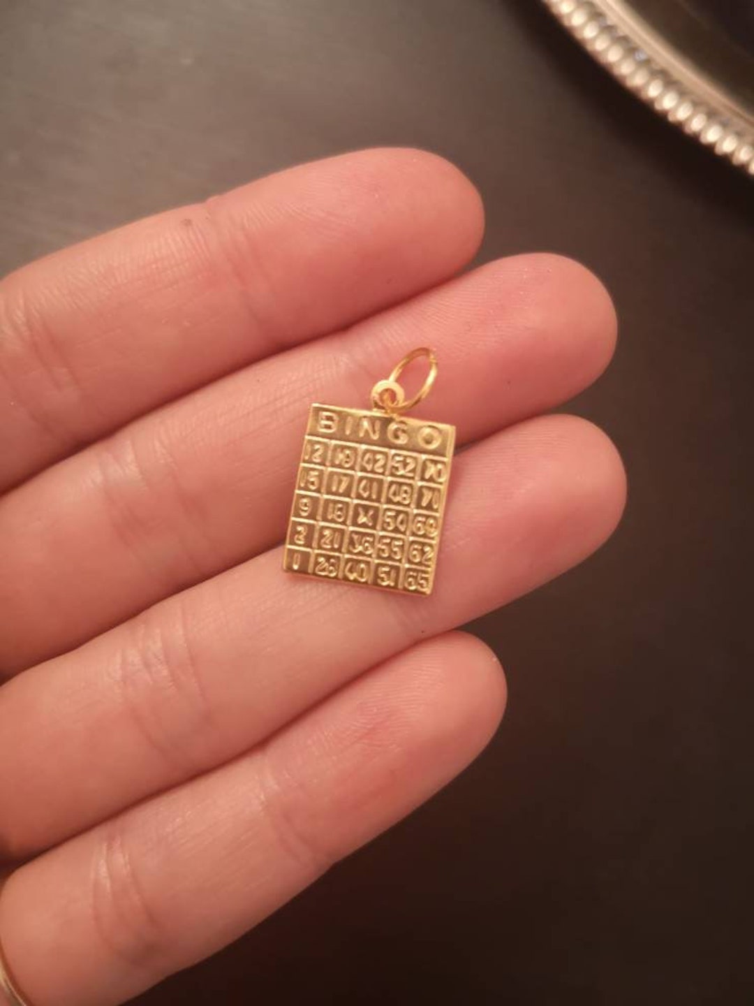 Gold Plated Bingo Card Pendant Charm - Etsy