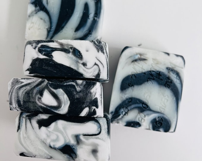 Glow in the Dark Soap - Poison Apple, A Halloween Themed Black and White Swirled Soap With A ...