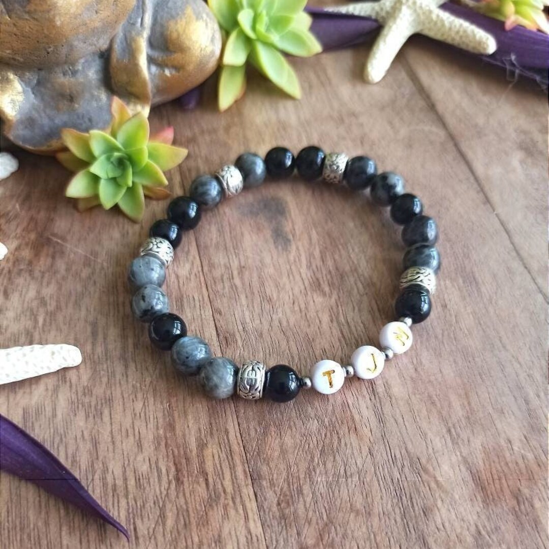 Obsidian Labradorite Lithotherapy Protection Bracelet With Customizable ...