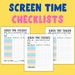 Kids Screen Time Checklist / Tracker Cute Printable Chore | Etsy