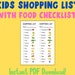 Kids Shopping List, Cute Printable Grocery Shopping Checklist, Instant ...