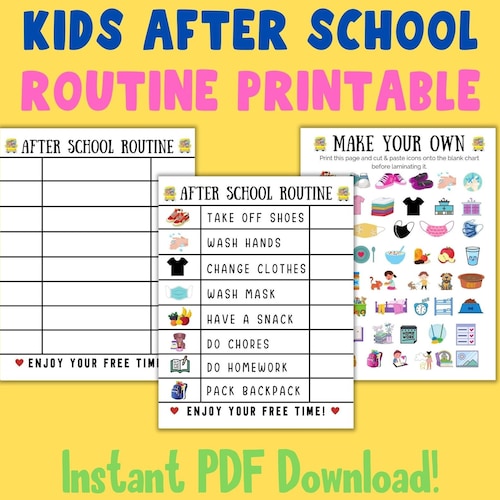 Printable After School Checklist Reminders for Kids | Etsy