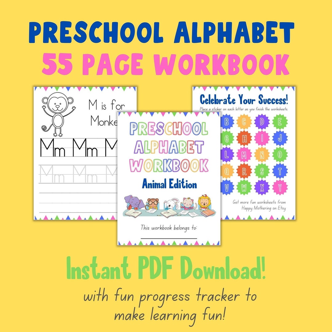 ABC ALPHABET WORKBOOK (55 Printable Worksheets), Kids Activities, Early ...