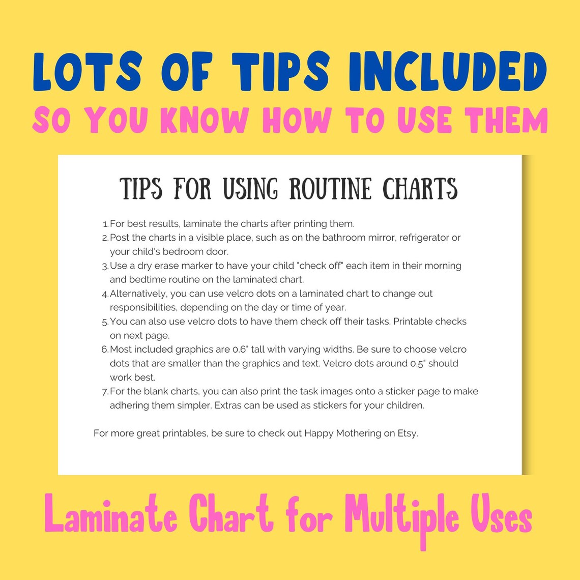 Kids Morning / Bedtime Routine Single Page Charts, Cute Printable ...