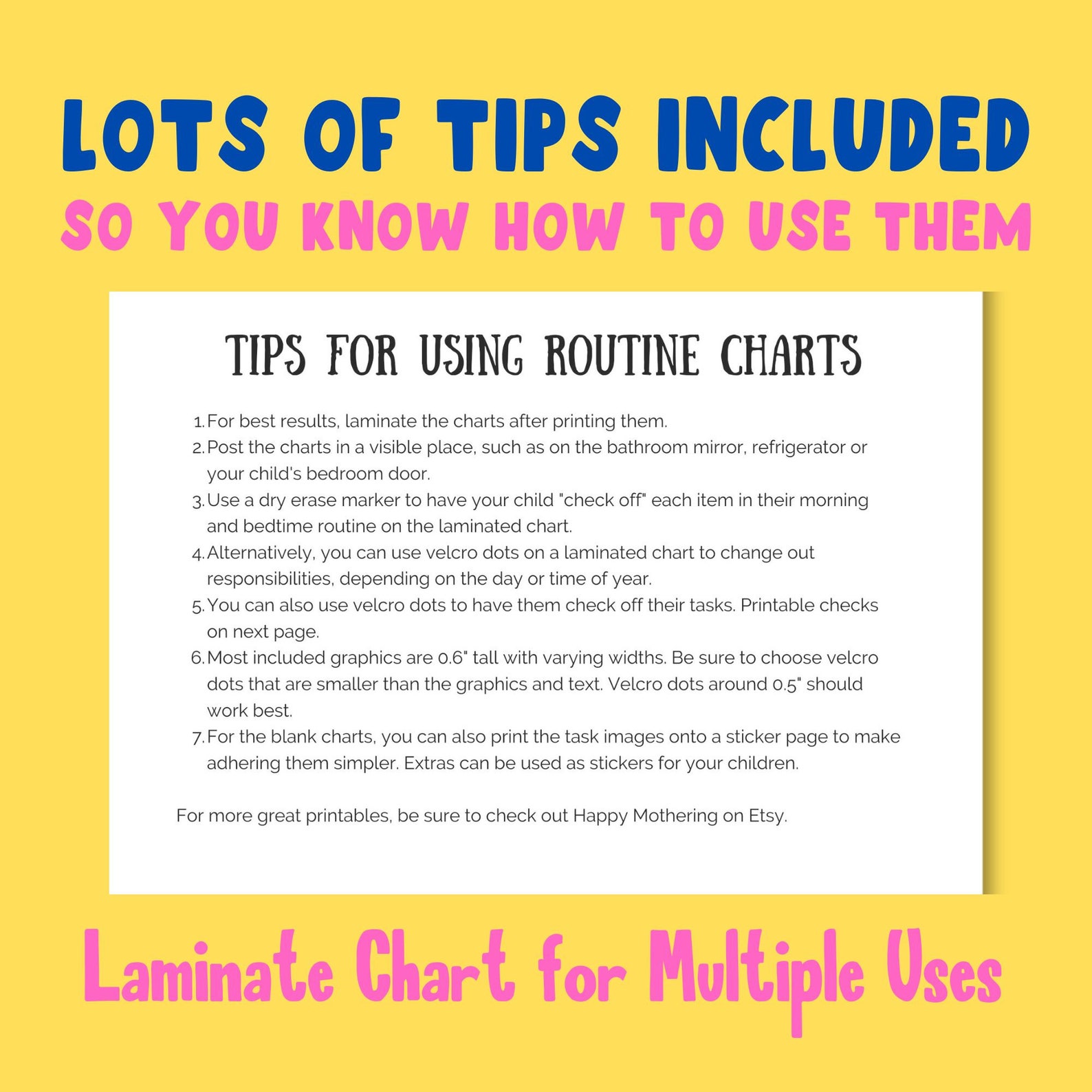 Kids Morning / Bedtime Routine Single Page Charts, Cute Printable ...