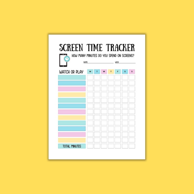 Kids Screen Time Checklist / Tracker Cute Printable Chore | Etsy