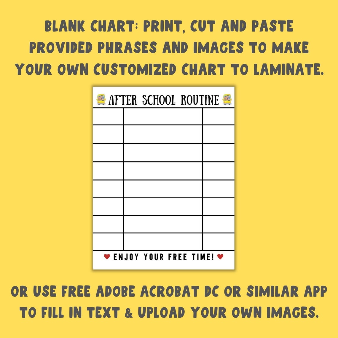 Kids After School Routine Charts, Cute Printable Checklist, Instant ...