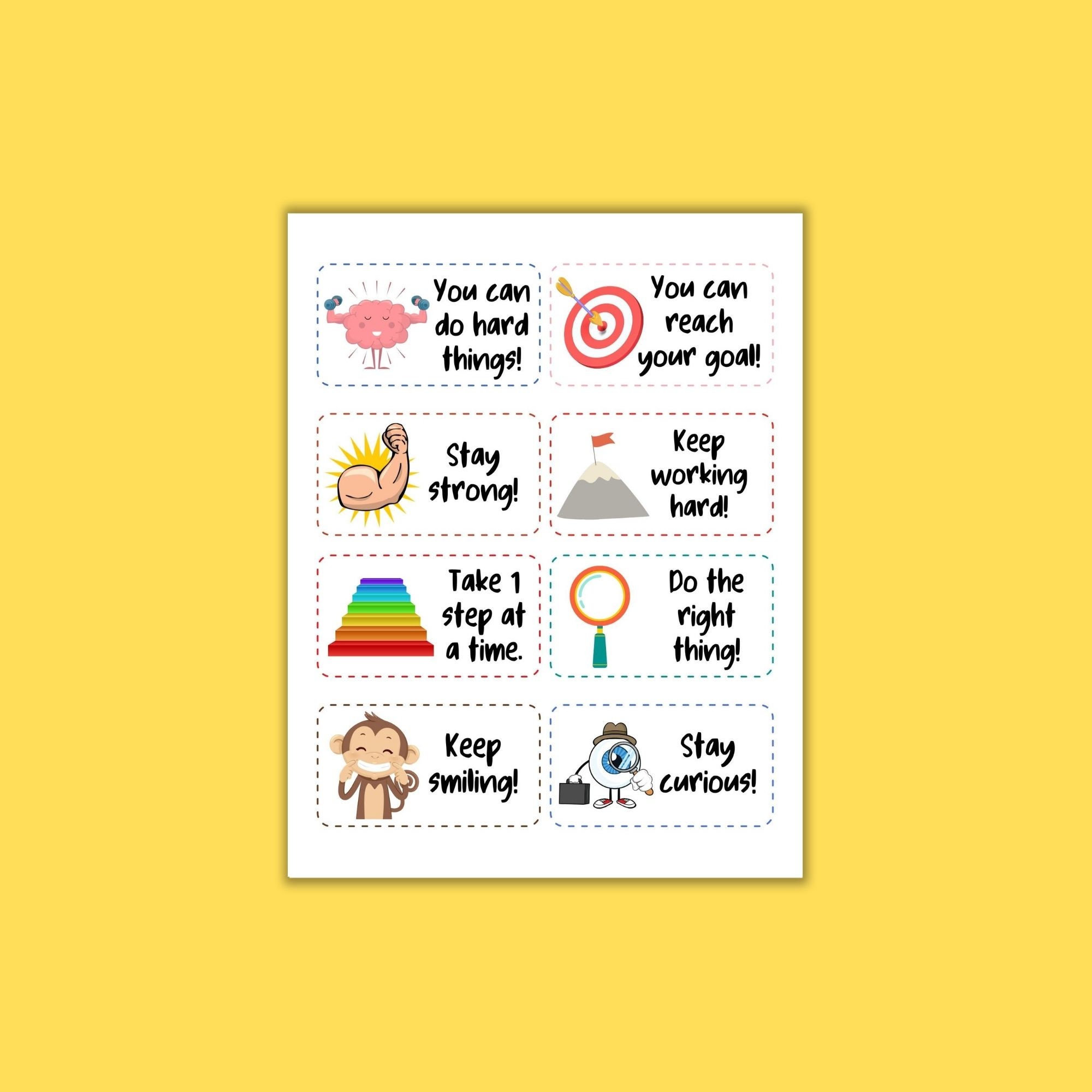 Kids Lunch Box Notes / Cute Motivations / 24 Printable Lunchbox Cards ...
