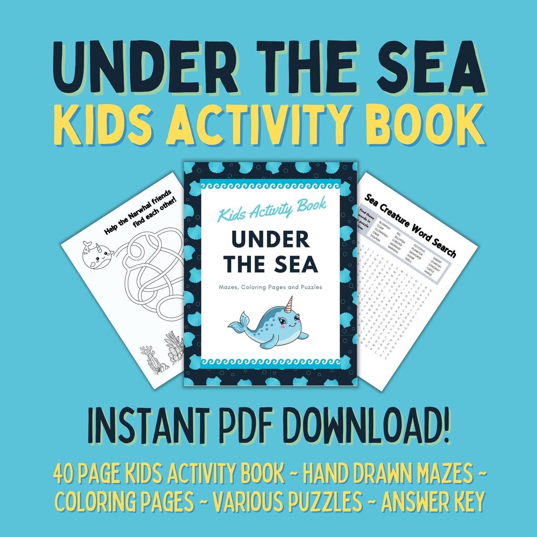 Under the Sea Kids Activity Book | Hand Drawn Mazes, Coloring Pages ...