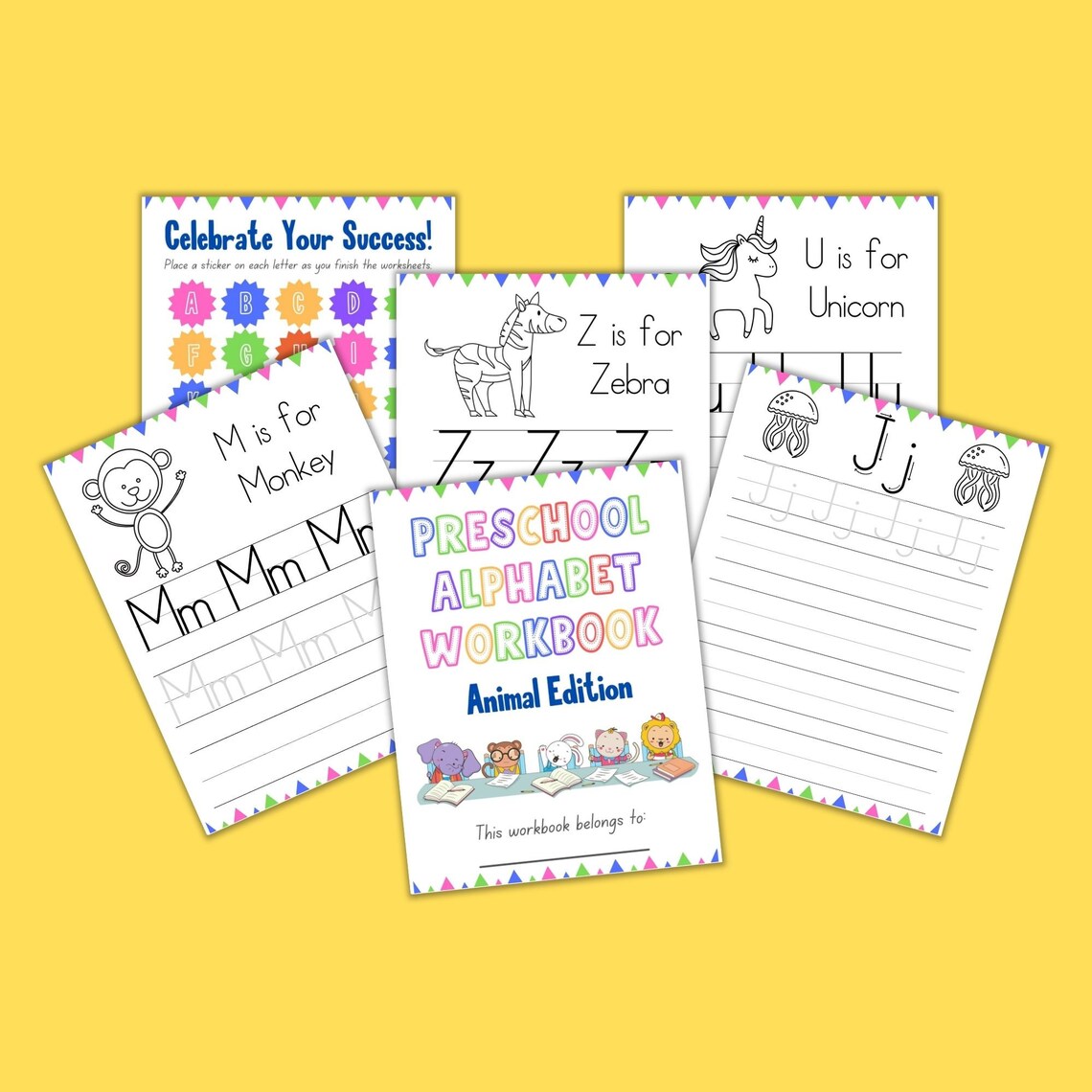 ABC ALPHABET WORKBOOK (55 Printable Worksheets), Kids Activities, Early ...