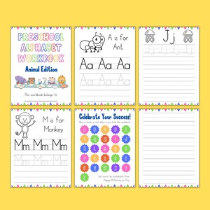 ABC ALPHABET WORKBOOK (55 Printable Worksheets), Kids Activities, Early ...