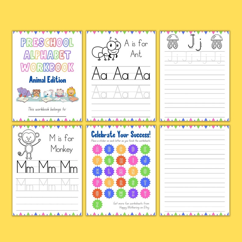 ABC ALPHABET WORKBOOK 55 Printable Worksheets, Kids Activities, Early ...
