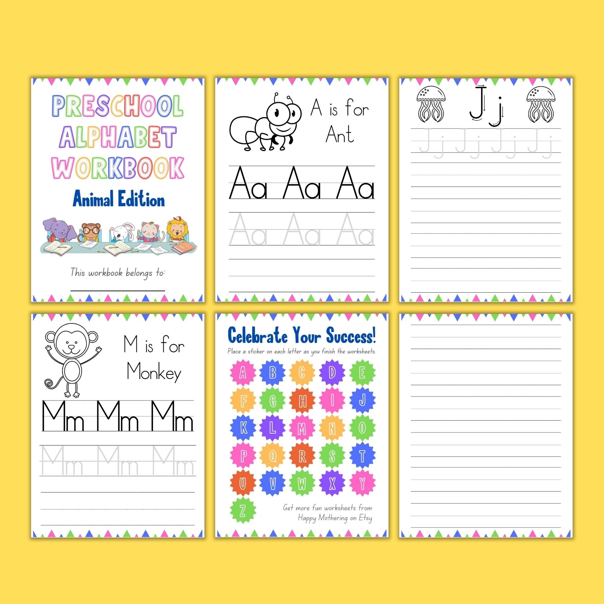 ABC ALPHABET WORKBOOK 55 Printable Worksheets, Kids Activities, Early ...
