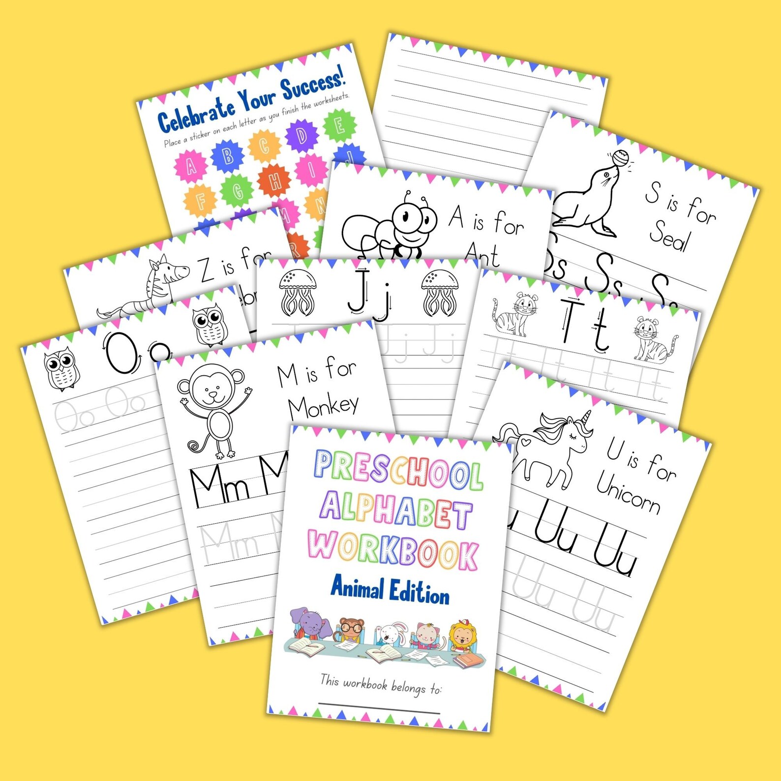 ABC ALPHABET WORKBOOK 55 Printable Worksheets, Kids Activities, Early ...