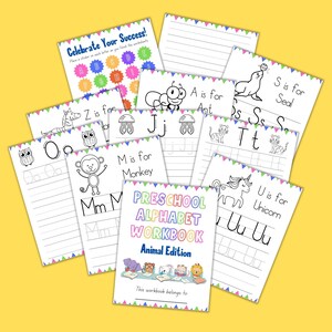 ABC ALPHABET WORKBOOK (55 Printable Worksheets), Kids Activities, Early ...