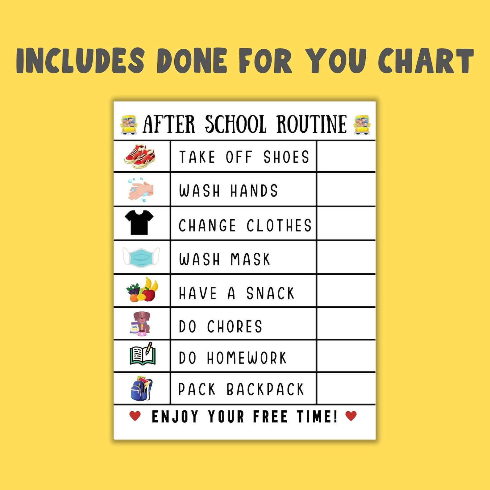 Kids After School Routine Charts, Cute Printable Checklist, Instant ...