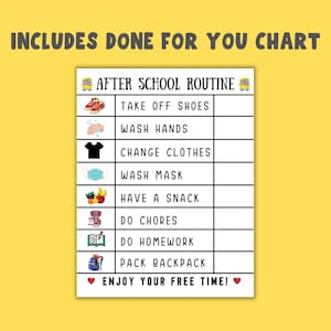 Kids After School Routine Charts, Cute Printable Checklist, Instant ...