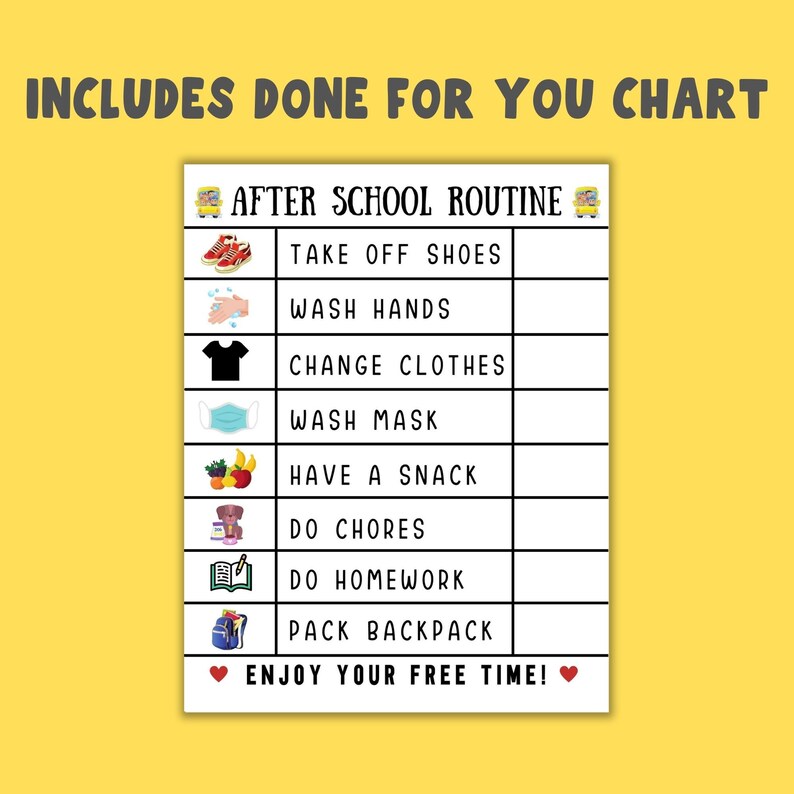 Kids After School Routine Charts, Cute Printable Checklist, Instant ...