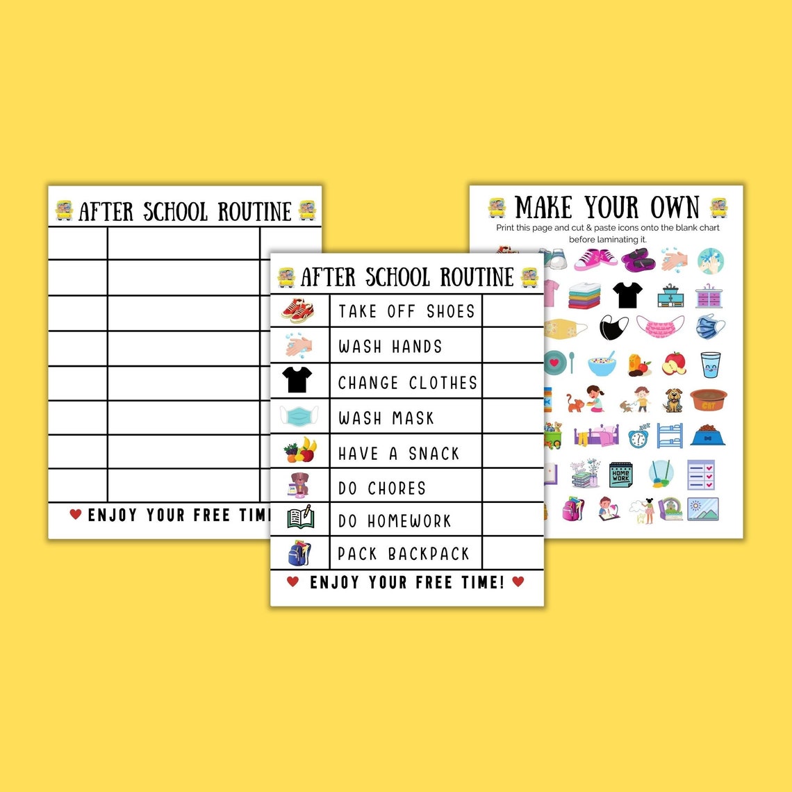 Kids After School Routine Charts, Cute Printable Checklist, Instant ...