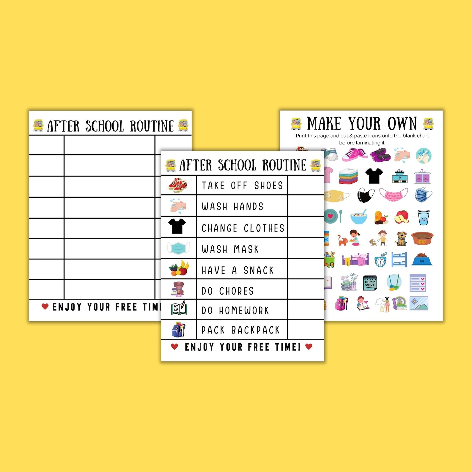 Kids After School Routine Charts, Cute Printable Checklist, Instant ...