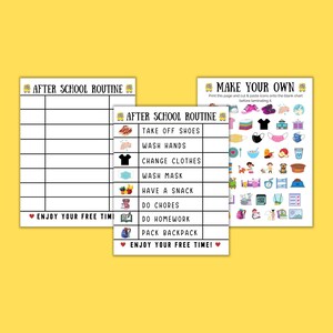 Kids After School Routine Charts, Cute Printable Checklist, Instant ...
