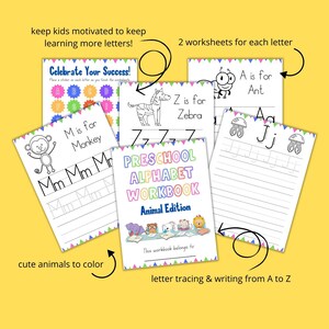 ABC ALPHABET WORKBOOK (55 Printable Worksheets), Kids Activities, Early ...