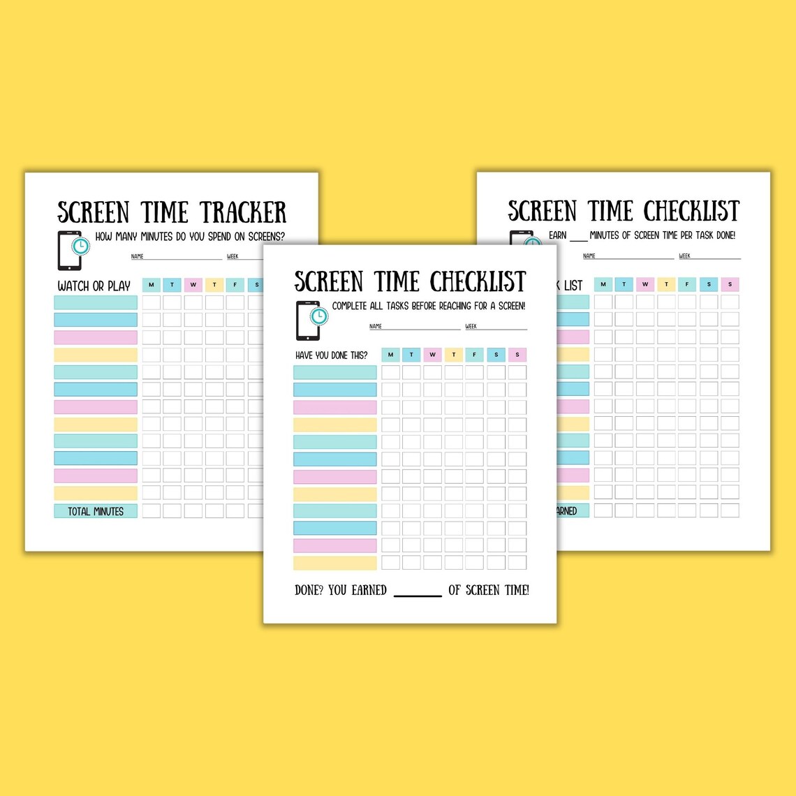 Kids Screen Time Checklist / Tracker Cute Printable Chore | Etsy